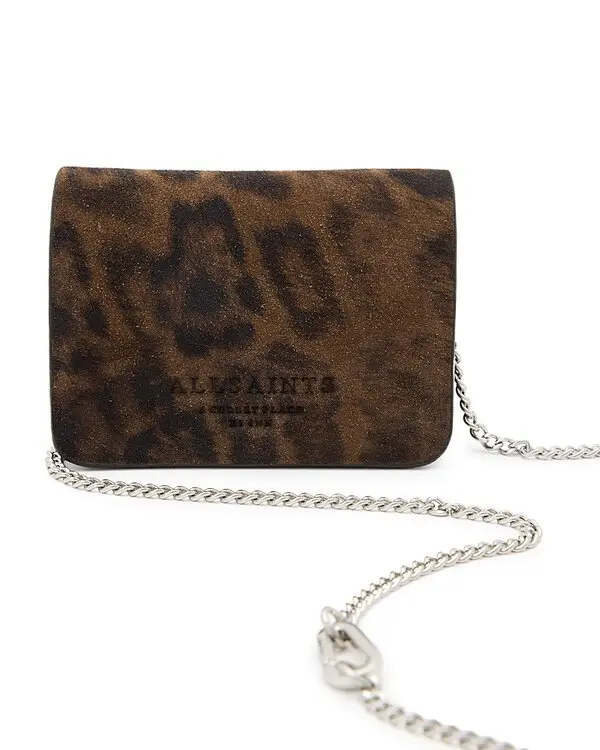 All Saints Honore Leopard Print Suede Crossbody - Leopard/brown