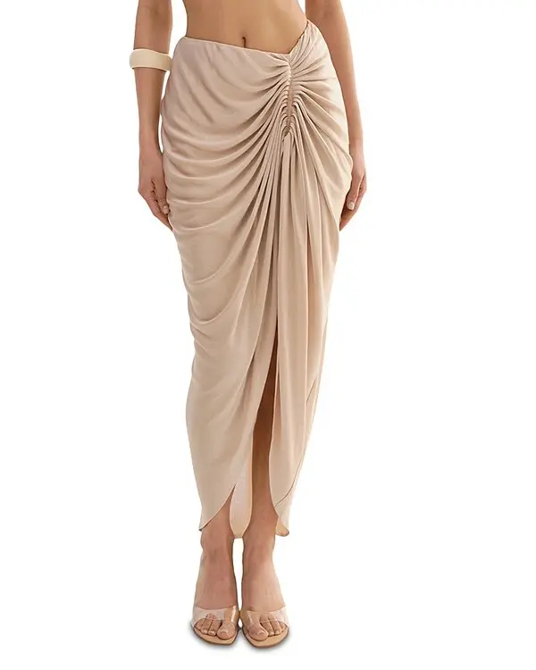 LAMARQUE Draped Maxi Skirt - Gold Shimmer