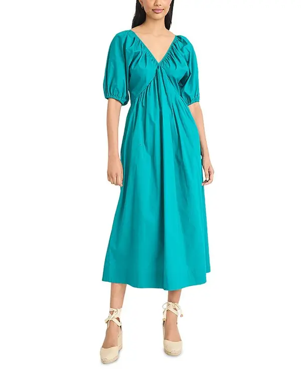 THE GOOD JOURNEY Puff Sleeve Midi Dress