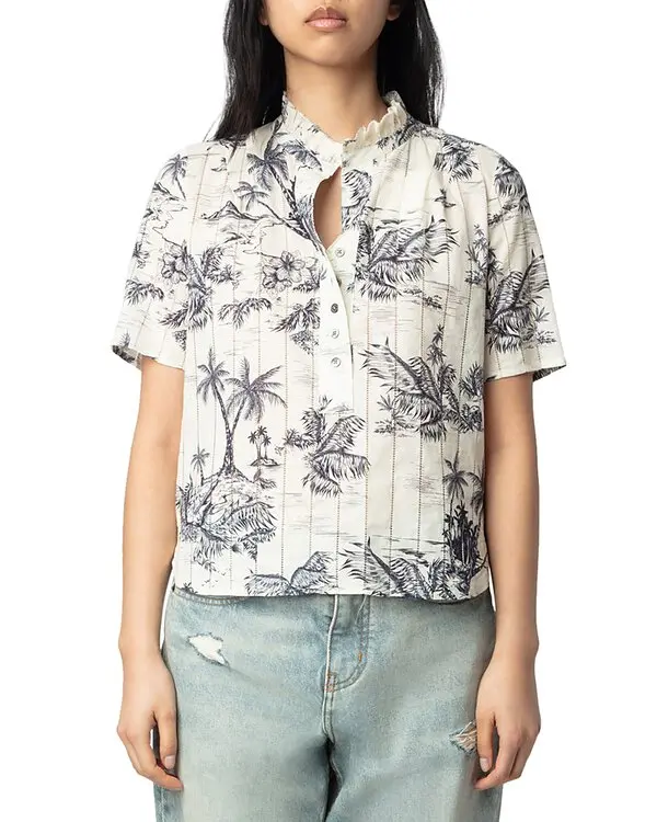 Zadig&Voltaire Topher Coton Tropical Island Top - Ecru