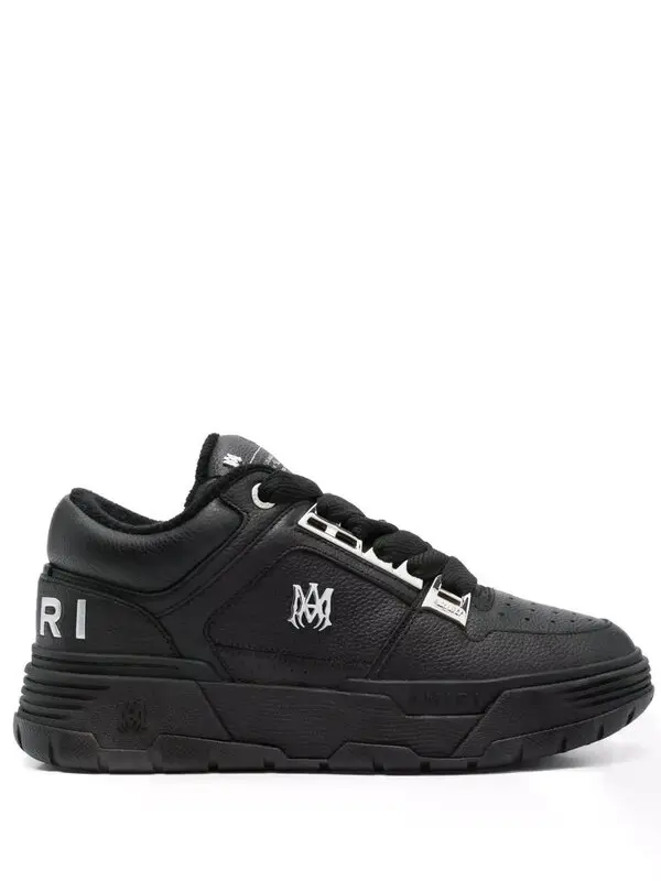 Amiri Logo-embellished Leather Sneakers - Black