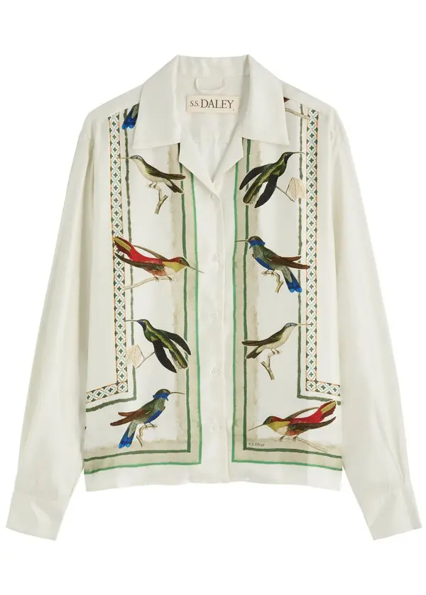 S.S.DALEY Bird Watcher Printed Silk Shirt