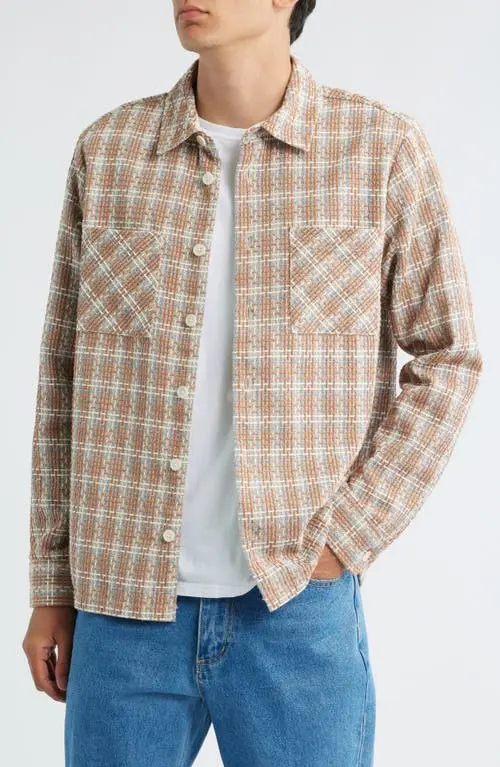 WAX LONDON Whiting Plaid Recycled Cotton Blend Shirt Jacket - Tan / Multi
