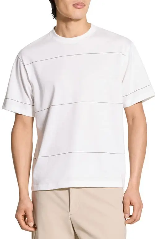 Theory Stripe Relaxed Pima Cotton T-shirt - White Multi