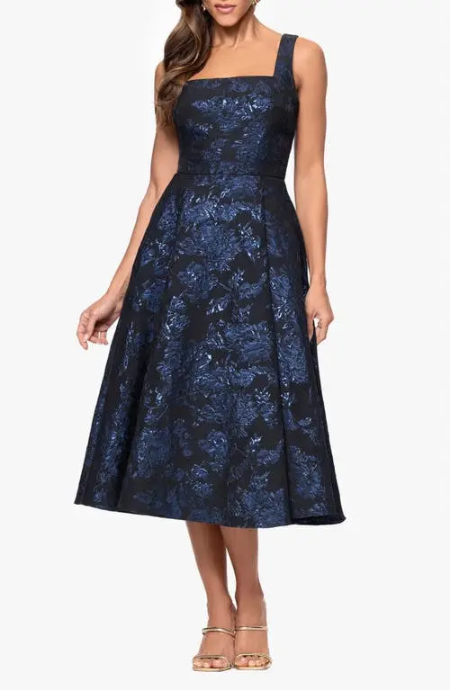 XSCAPE EVENINGS Brocade Cocktail Midi Dress