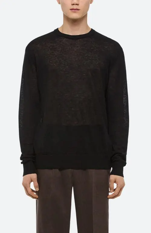Helmut Lang Sheer Logo Linen Long Sleeve T-shirt