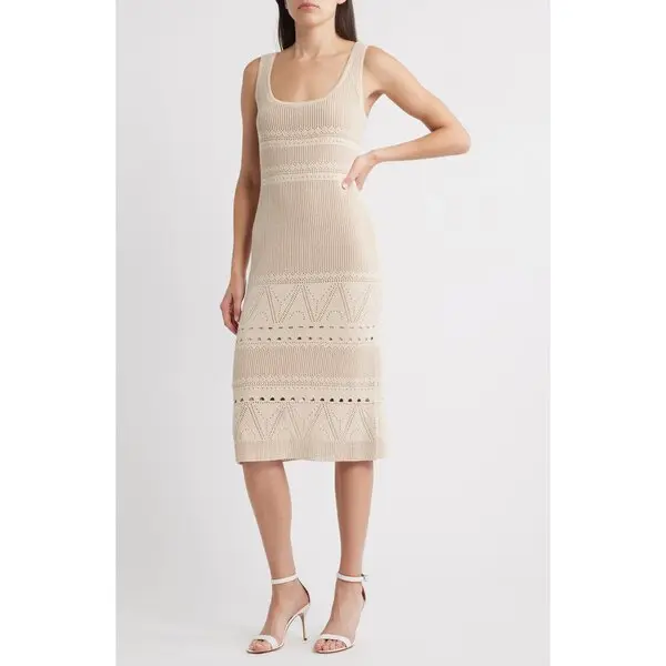 Kobi Halperin Emerson Open Stitch Sleeveless Dress - Antique