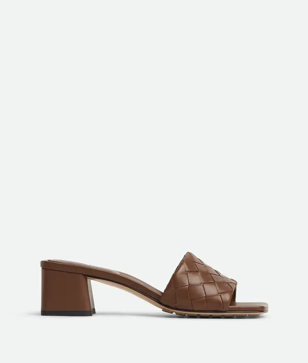 Bottega Veneta Parco Intrecciato Leather Mule - Dark Leather