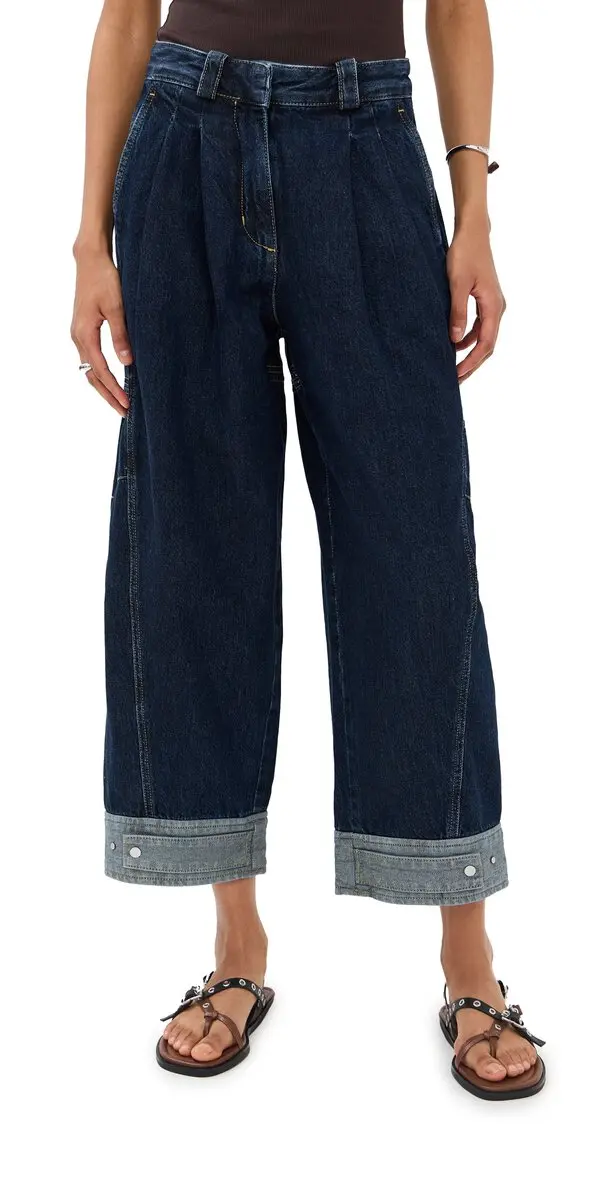 3.1 Phillip Lim Curved Wide-leg Cropped Denim Pants