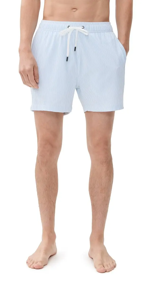 Onia Charles 5 Swim Trunks - Pale Blue/whte