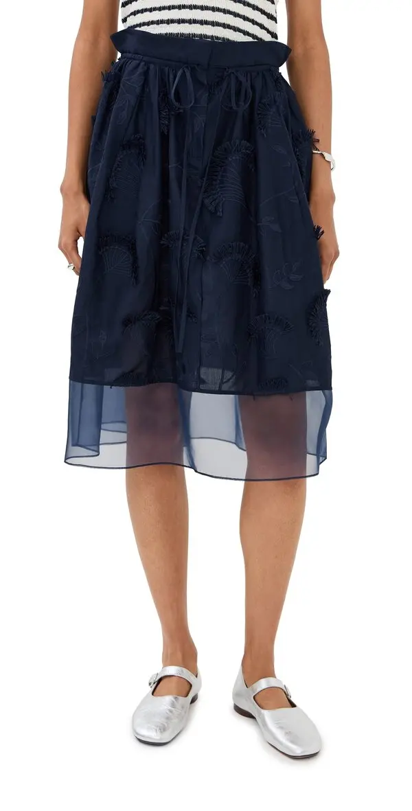 3.1 Phillip Lim Tie Waist Midi Skirt With Organza Combo