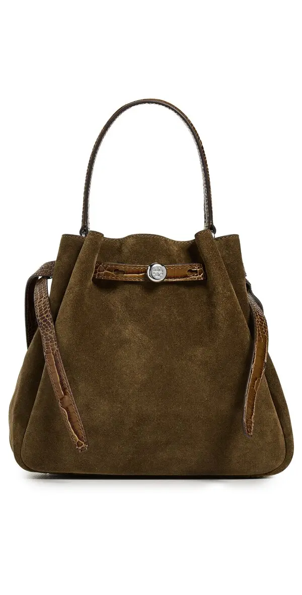 Tory Burch Romy Suede Bucket Bag - Wild Olive