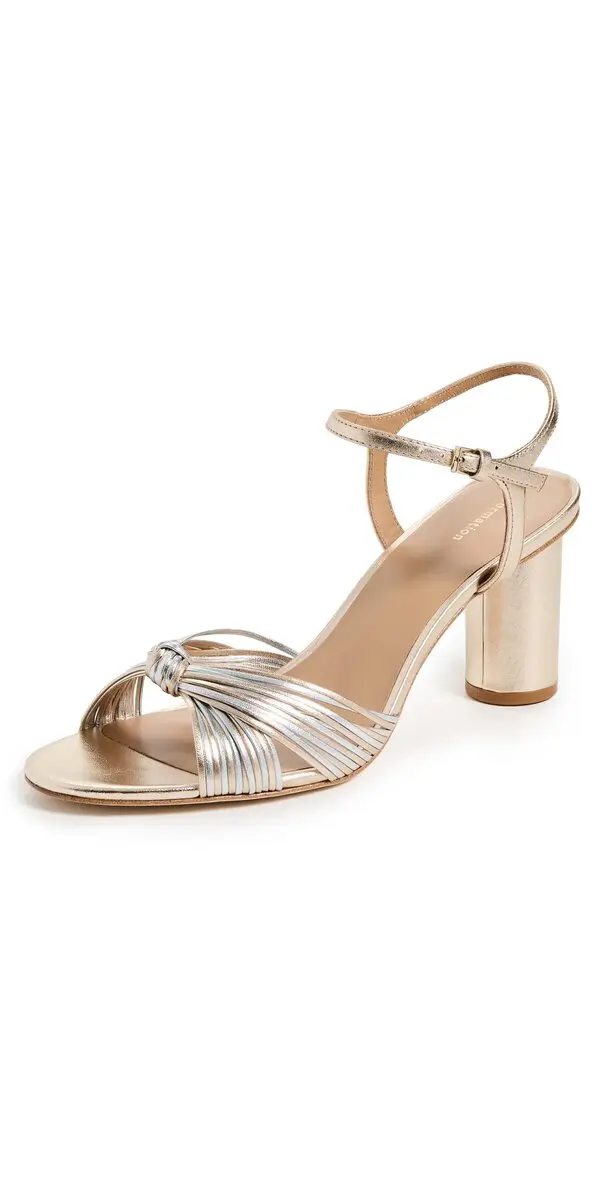 REFORMATION Petra Cylinder Heeled Sandals - Gold Silver