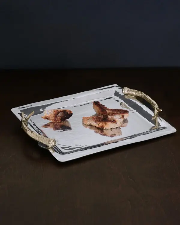 BEATRIZ BALL Western Antler Emerson Large Tray With Gold Handles