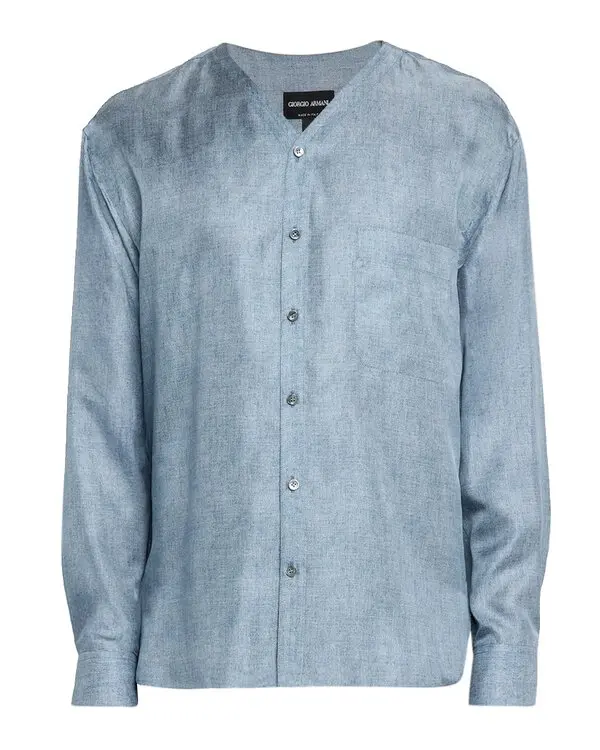 Giorgio Armani Silk Denim Effect Button-down Shirt