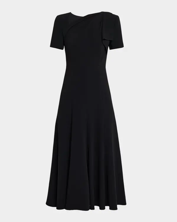 Roland Mouret Shoulder Drape Light Cady Midi Dress