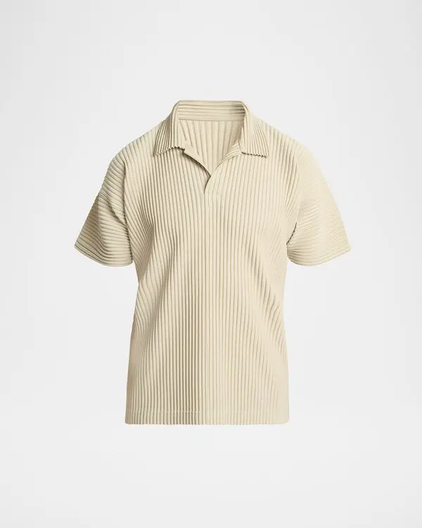 Issey Miyake Pleated Polo Shirt - Dry Grass Green