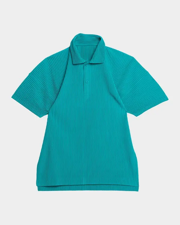 Issey Miyake Pleated Polo Shirt - Peacock Green