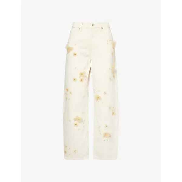 FRAME Embellished Low-slung Barrel Denim Jeans