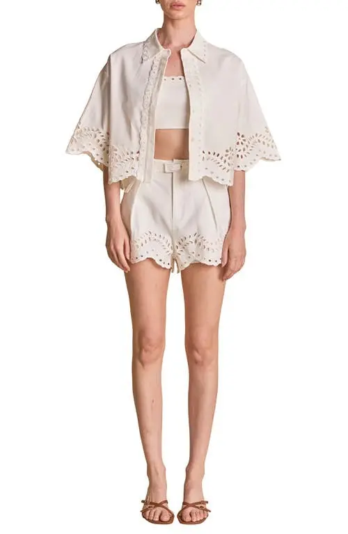Endless Rose Cotton & Linen Eyelet Button-up Shirt & Strapless Top Set