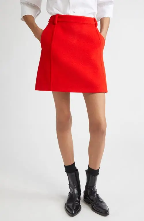 JIL SANDER Wool A-line Miniskirt - Strawberry