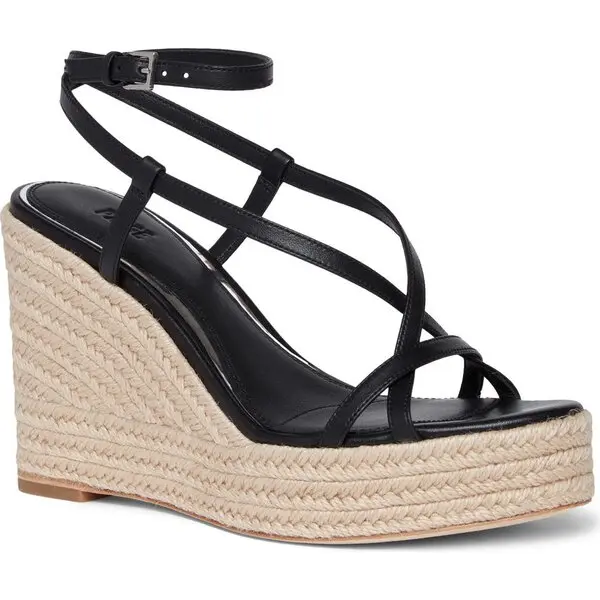 Paige Marlow Ankle Strap Espadrille Wedge Sandals - Black