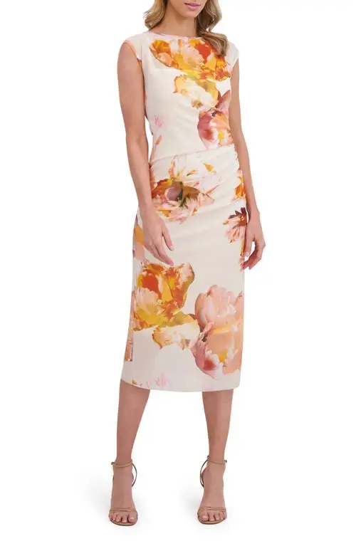 Ted Baker London Ruched Mesh Midi Body-con Dress