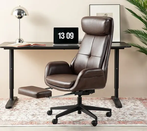 GLITZHOME Modern Adjustable Swivel Office Chair With Footrest
