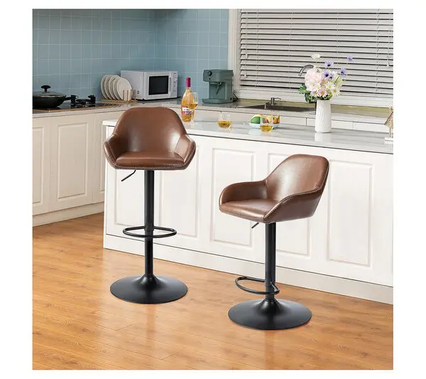 GLITZHOME Modern Gaslift Adjust Swivel Bar Stoo Ls Set Of 2