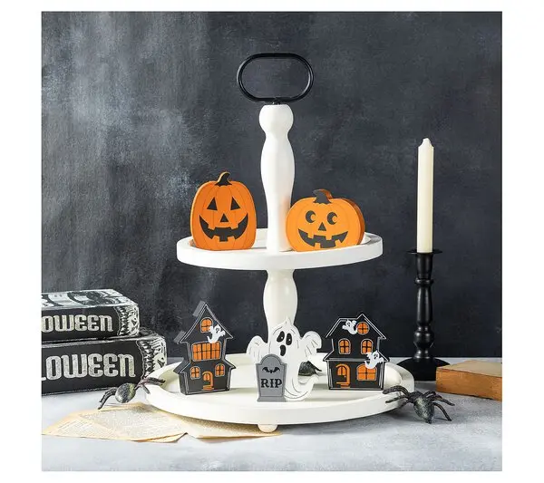 GLITZHOME Halloween Wooden Table Block Set Set F 5