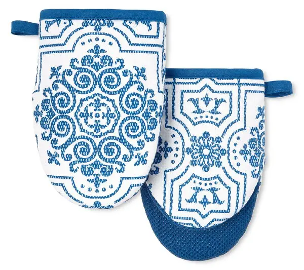 MARTHA STEWART Strie Medallion Mini Oven Mitt 2-pack Set