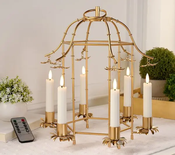 MRS. H As Is Metal Lantern With Flameless Taper Candles