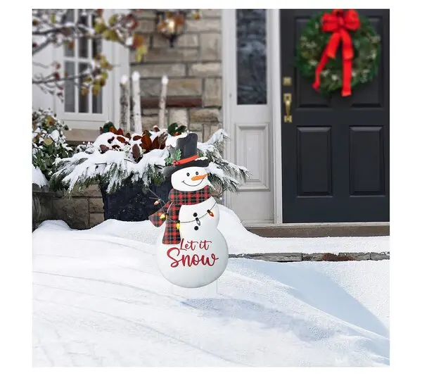 GLITZHOME 36'h Led Christmas Let It Snow Snowma N Garden Stake