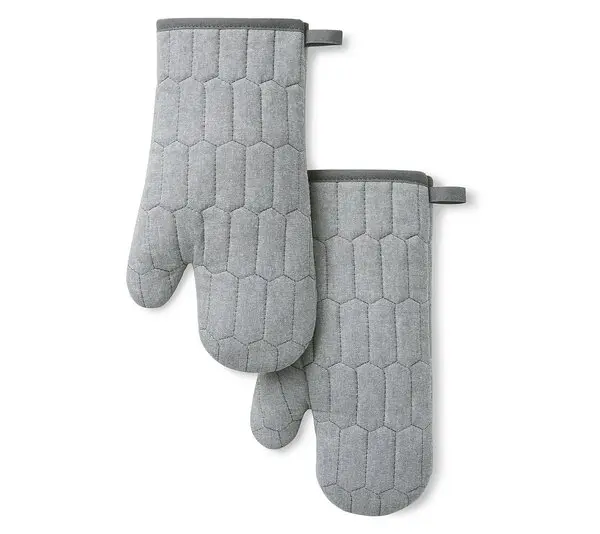 MARTHA STEWART Honeycomb Quilted Chambray Oven Mitt 2-pack Set
