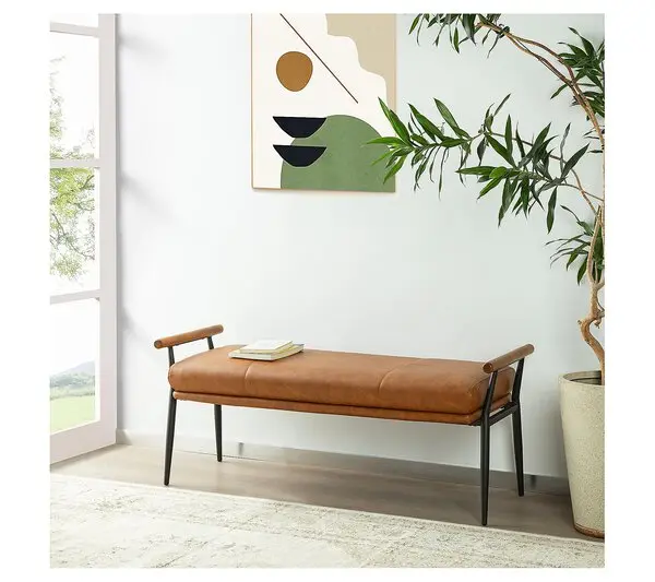 GLITZHOME Modern Upholstered Bench