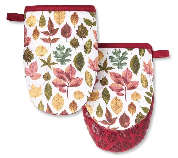 MARTHA STEWART Harvest Falling Leaves Mini Mitt 2-pack Set