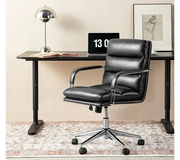 GLITZHOME Modern Leatherette Adjustable Swivel Office Chair