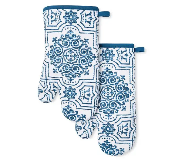 MARTHA STEWART Strie Medallion Oven Mitt 2-pack Set