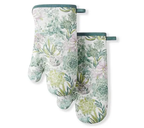 MARTHA STEWART Succulents Oven Mitt 2-pack Set