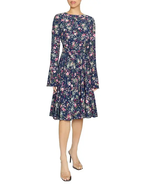 Santorelli Roni Long Sleeve Fit And Flare Dress - Aegean Multi