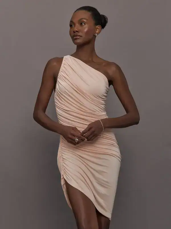norma kamali brown mini dress Lumisette Brown Satin High-Neck Maxi Dress With Cape – Club L London