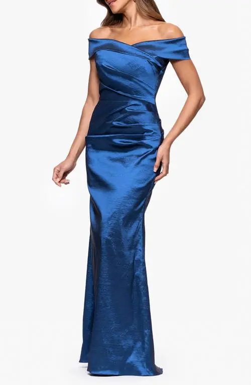 XSCAPE EVENINGS Off The Shoulder Taffeta Sheath Gown
