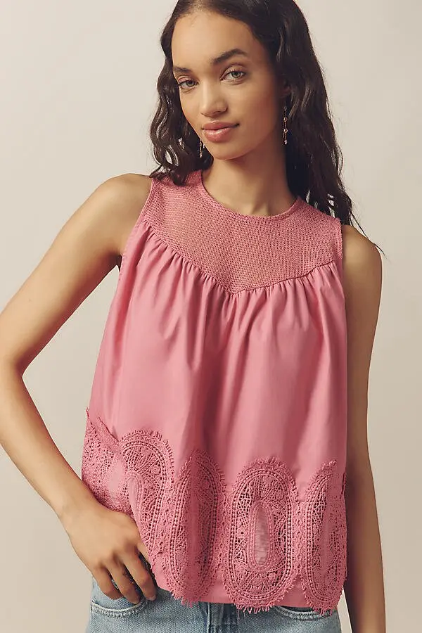 EN ELLY The Iris Poplin Sleeveless Blouse - Dried Raspberry