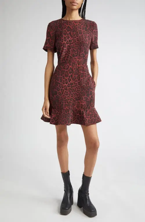 Stella McCartney Leopard Print Silk Minidress - 6062 - Berry
