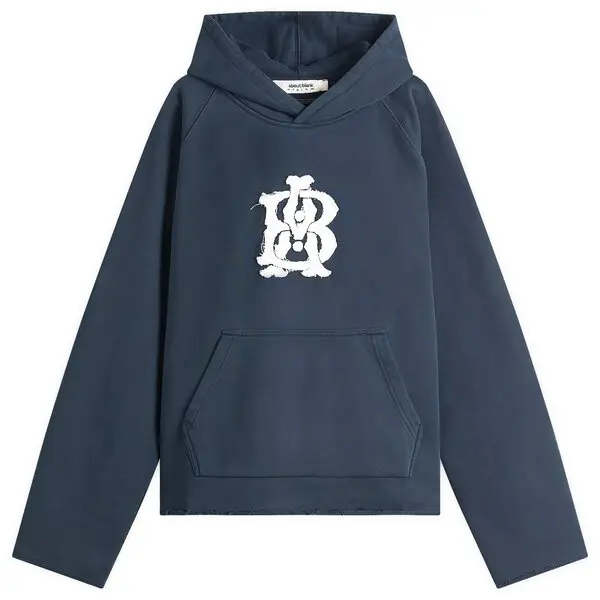 ABOUT:BLANK Monogram Cut Off Hoodie - Navy