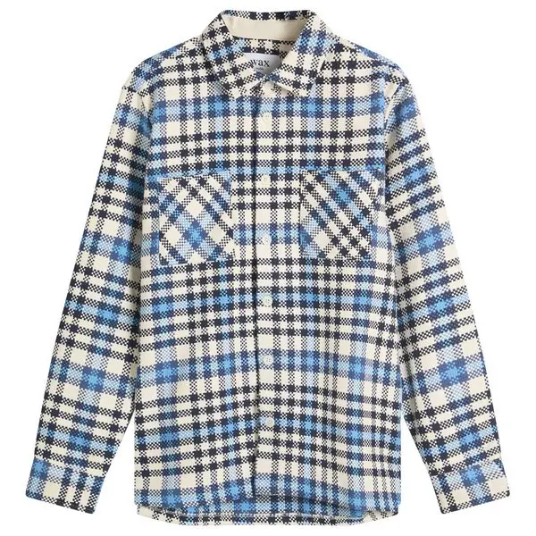 WAX LONDON Whiting Strand Check Overshirt - Ecru/blue