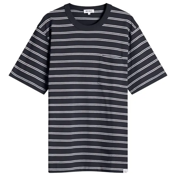 Norse Projects Holger Sailor Stripe Pocket T-shirt - Dark Navy