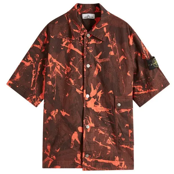Stone Island Scan Camo Ripstop-ovd Short Sleeve Shirt - Black