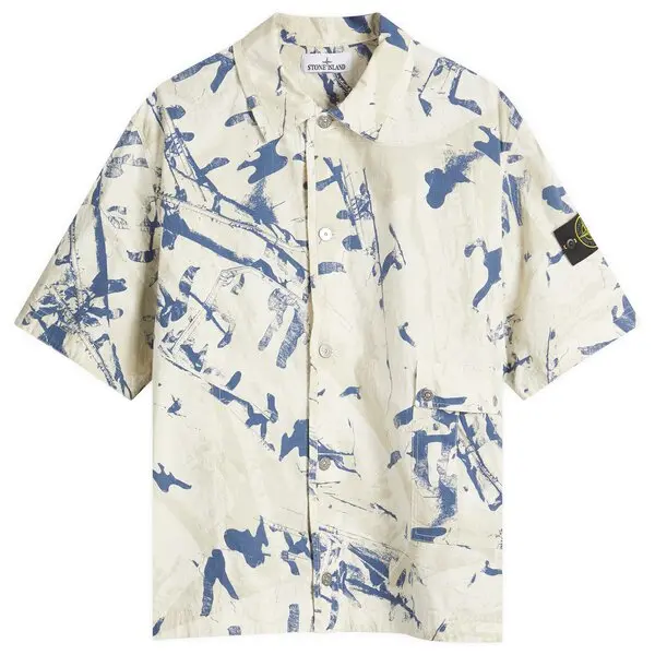 Stone Island Scan Camo Ripstop-ovd Short Sleeve Shirt - Desert