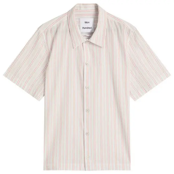 WON HUNDRED Kirk Stripe Short Sleeve Shirt - Red Stripe